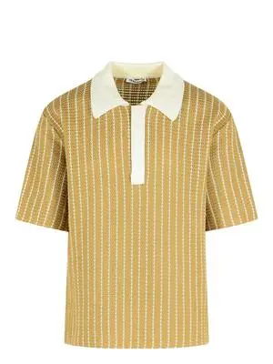 JIL SANDER Beige Cotton Knit Polo Shirt - Cream
