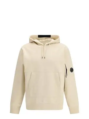 C.P. COMPANY Diagonal Raised Fleece Hooded Sweatshirt - Cream