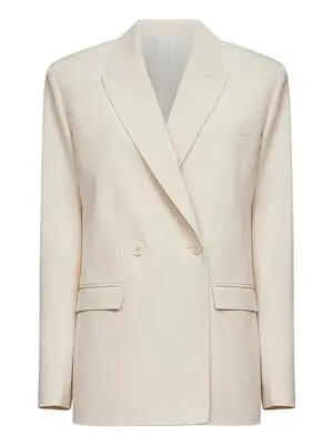 Isabel Marant Étoile Isabel Marant Ecru Fluid Crepe Double-Breasted Blazer Multicolor