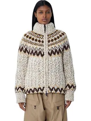 Moncler Chunky Knit Zip-up Cardigan - Cream