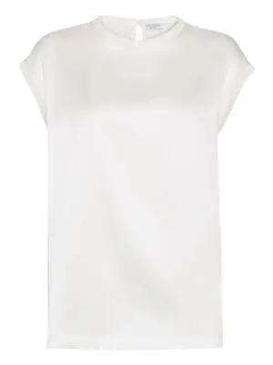 Brunello Cucinelli Silk Short Sleeve Top - Multicolor