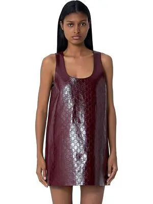 Gucci Embossed Leather Mini Dress - Red