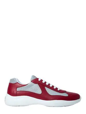Prada Prada America's Cup Low-Top Leather And Mesh Sneakers Red