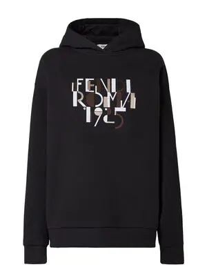 Fendi Oversized Cotton Sweatshirt With Roma Print - Black