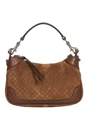 Gucci GUCCI Suede GG Monogram Small Handbag Multicolor