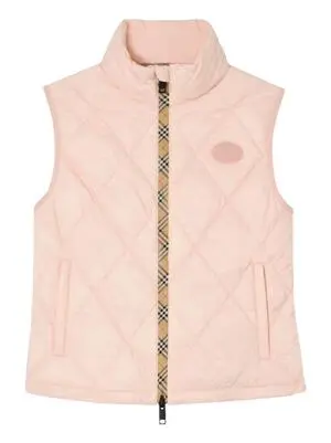 Burberry Quilted Down Vest With Leather Appliqu - Multicolor
