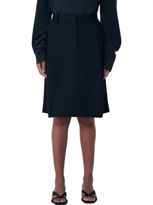 TOTEME Mid Rise A-line Pleated Skirt - Black