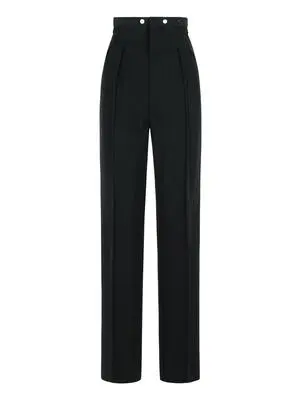 MAISON MARGIELA Wool High Waist Pleated Pants - Black