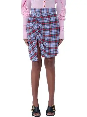 VIVIENNE WESTWOOD Draped Plaid Mini Skirt - Blue