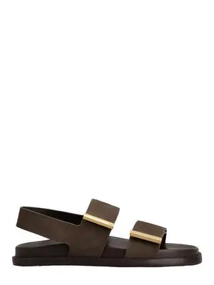 TOD'S Leather Slingback Sandals With Bar Detail - Multicolor