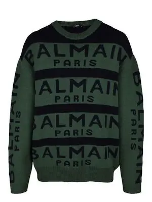 Balmain Wool Knit Sweater - Green