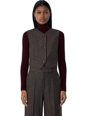 Max Mara Wool Twill Waistcoat - Brown