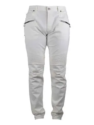 BALMAIN Balmain White Skinny Jeans With Zippered Pockets And Knee Detail