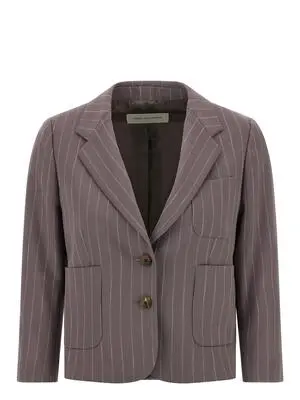 Dries Van Noten Bamis Pinstripe Wool Blazer - Gray