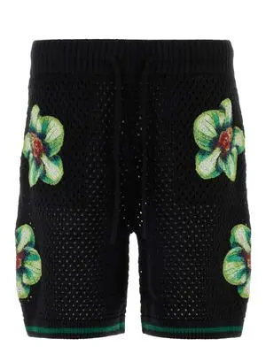 Casablanca Crochet Floral Bermuda Shorts - Black