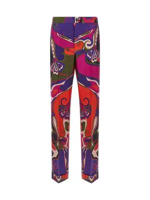Emilio Pucci Patterned Silk Twill Trousers - Multicolor