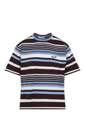 Prada Striped Cotton T-shirt With Logo Inlay - Multicolor