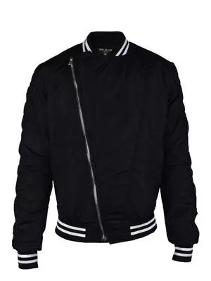 Balmain Nylon Bomber Jacket With Logo Detail - Black