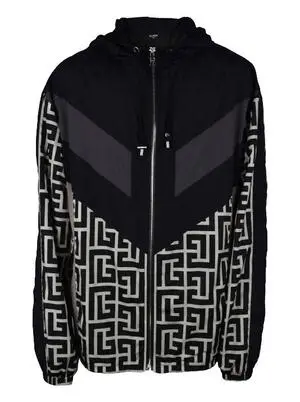 Balmain Nylon Bomber Jacket With Logo Detail - Black