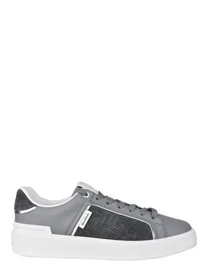Balmain B-court Leather And Suede Sneakers - Gray
