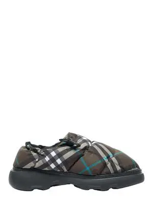 Burberry Check Nylon-blend Quilted Pillow Mules - Green