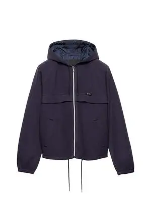 Prada Fleece Hooded Blouson Jacket With Zip Closure - Multicolor