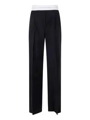 Alexander Wang High Waisted Pleated Trousers With Logo Elastic Waistband - Black