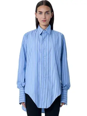 MAISON MARGIELA Striped Cotton Poplin Button-down Shirt - Blue