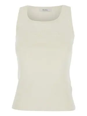 MAX MARA Max Mara Viscose Blend Sleeveless Top With Tonal Logo Embroidery
