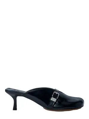 GANNI Sue Heeled Mules With Side Logo Hardware - Black