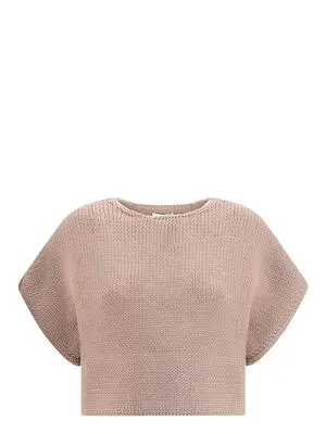Alaïa Chunky Knit Sweater With Wing Sleeves - Pink