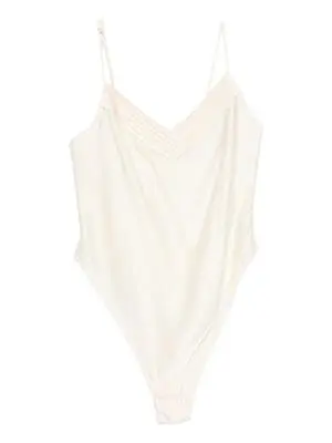 FORTE_FORTE Silk Satin Bodysuit With Pleated Detail - Multicolor