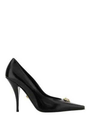 Versace Leather Pumps With Medusa Detail - Black