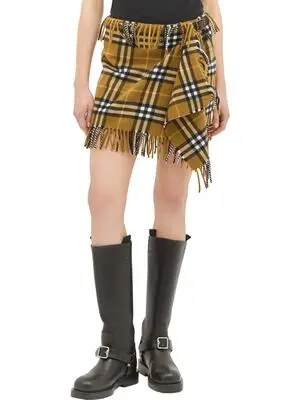 BURBERRY Burberry Check Wool And Cashmere Scarf Skirt