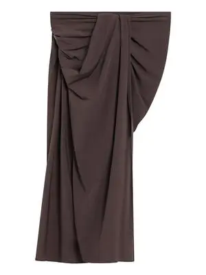 Jacquemus Asymmetrical Draped Midi Skirt - Brown