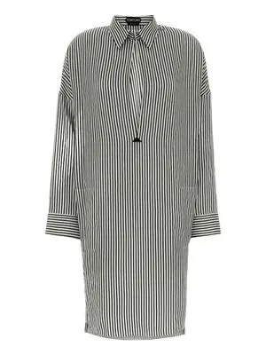 TOM FORD Striped Silk Midi Shirt Dress - Black