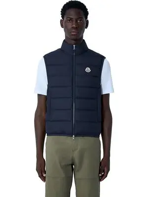 Moncler Contrin Quilted Down Vest With Stand Collar - Blue