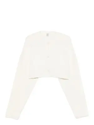 TOTEME Cropped Wool Cardigan With Button Fastening - Multicolor