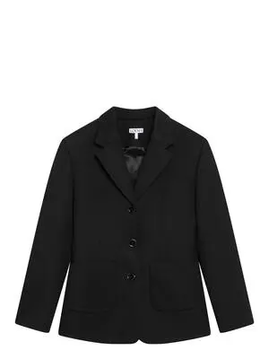Loewe Single Breasted Wool Twill Jacket - Black