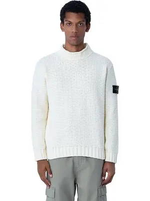 Stone Island Cotton Knit Sweater With Compass Patch - Multicolor