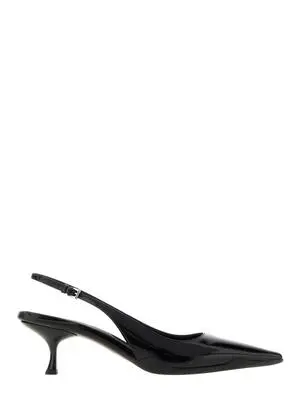 PRADA PRADA Leather Slingback Pumps With Embellishment