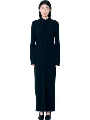 Sportmax Crepe Jersey Maxi Shirt Dress With Open Back - Black