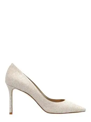 JIMMY CHOO Romy 85 Champagne Coarse Glitter Fabric Pumps - Silver
