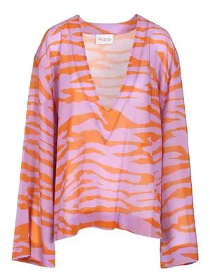 Attico Animal Print V-neck Cotton Blouse - Multicolor