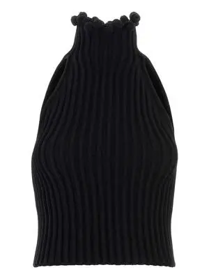 Alaïa Viscose Blend Ribbed Top - Black