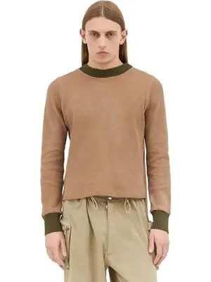 CHARLIE CONSTANTINOU Charlie Constantinou Panelled Waffle Top With Attached Hood And Scarf
