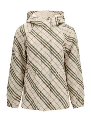 Burberry Reversible Check Hooded Jacket - Cream