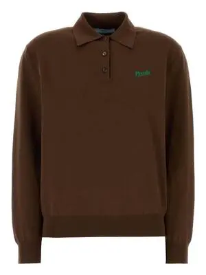 Prada Silk Blend Polo Shirt - Brown