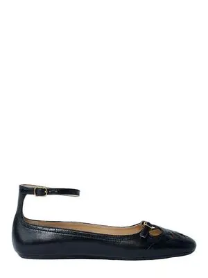 Chloé Ballerina Flats With Adjustable Ankle Strap - Black