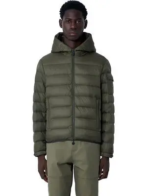 Moncler Najan Short Down Jacket With Hood And Side Logo - Green